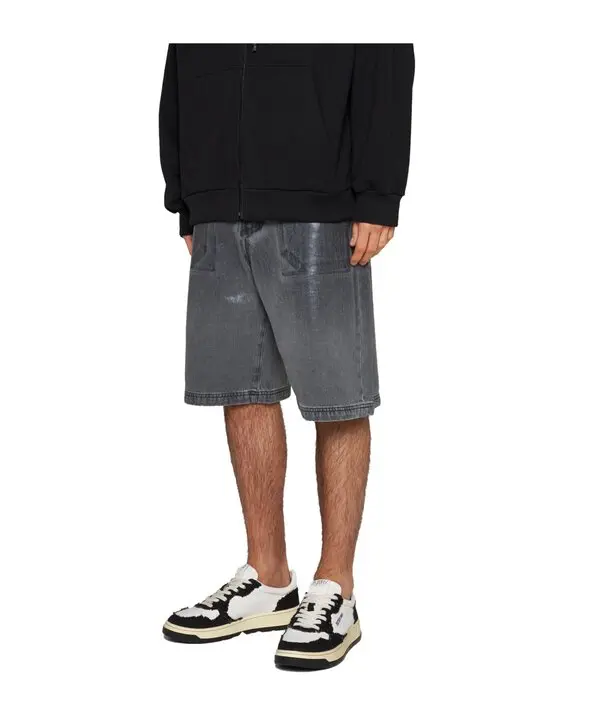 44 LABEL GROUP Metallic Finish Denim Shorts