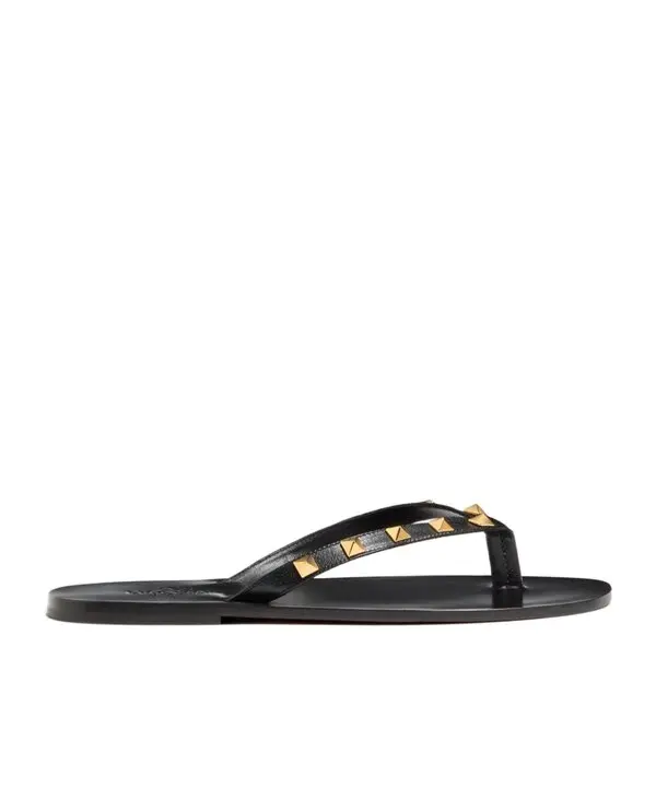 Valentino Garavani Rockstud Kidskin Flip-flops - Black