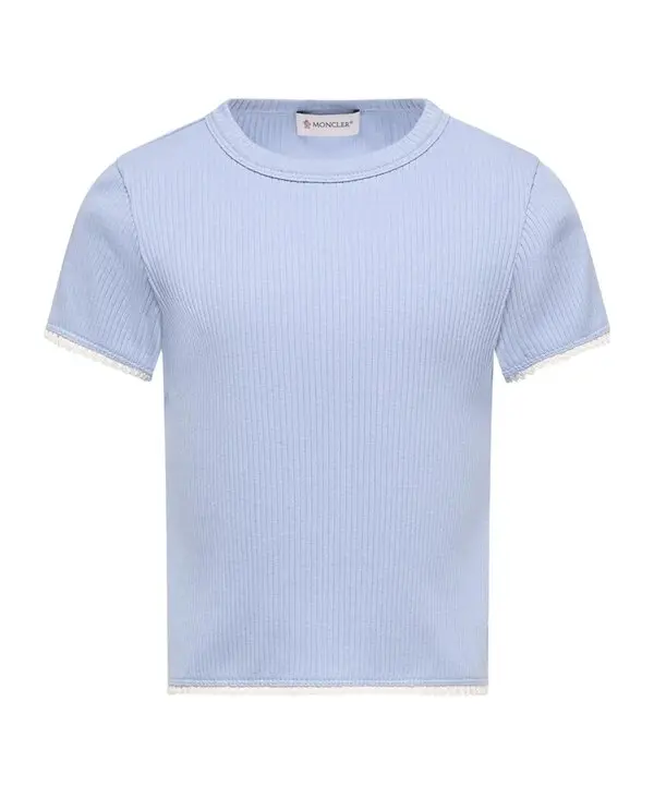 Moncler Ribbed Cotton T-shirt With Scalloped Trims