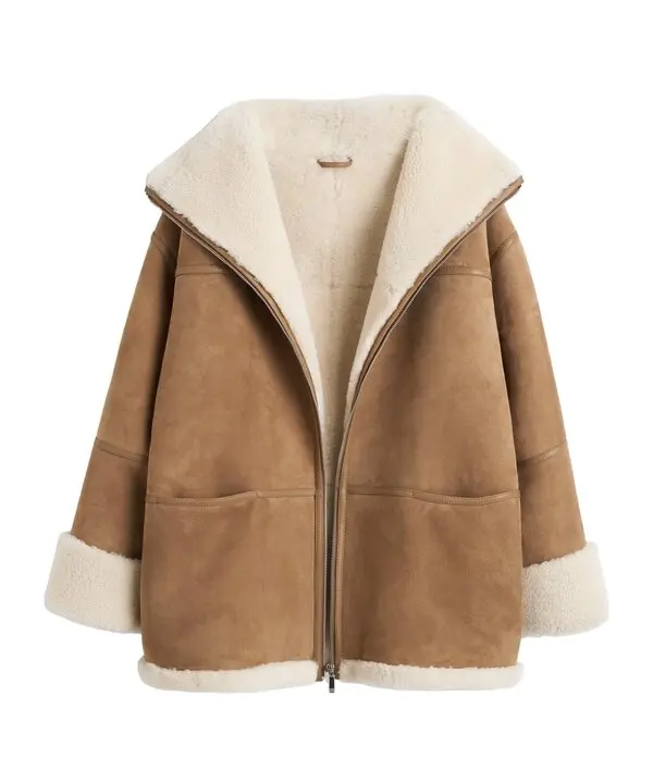 TOTEME Signature Shearling Zip-up Jacket - Brown