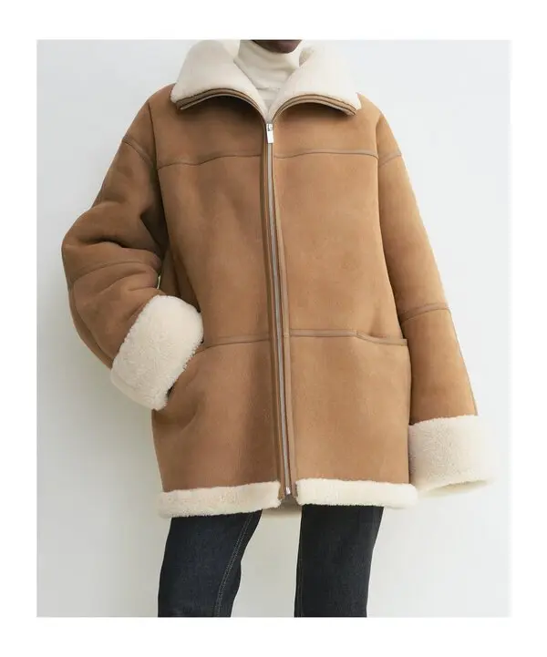 TOTEME Signature Shearling Zip-up Jacket - Brown