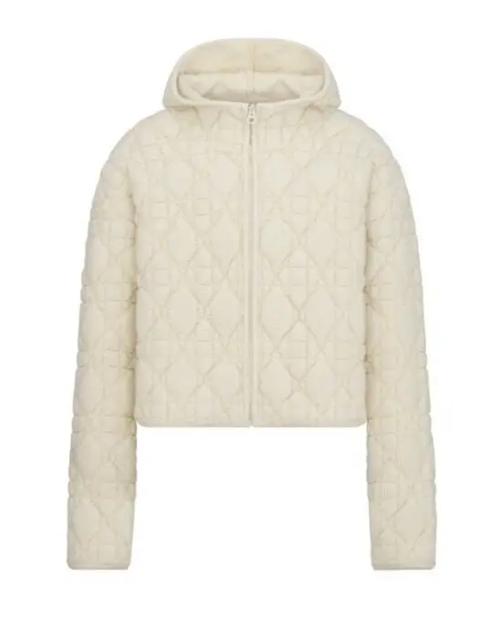 Dior Quilted Hooded Cardigan - Beige