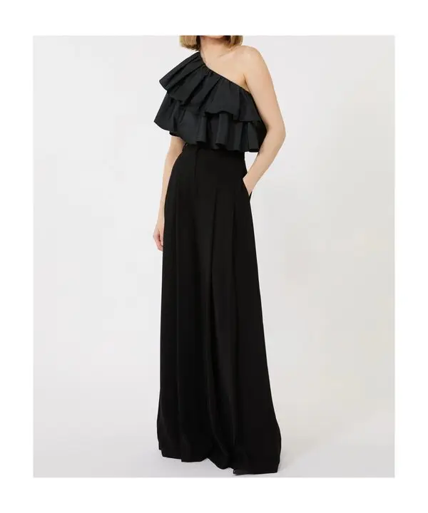 Max Mara One-shoulder Ruffled Top With Embroidered Logo