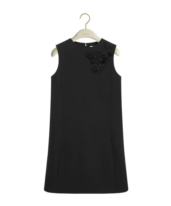 Dior Straight-cut Short Dress With Floral Embroidery