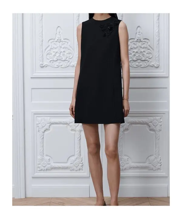 Dior Straight-cut Short Dress With Floral Embroidery