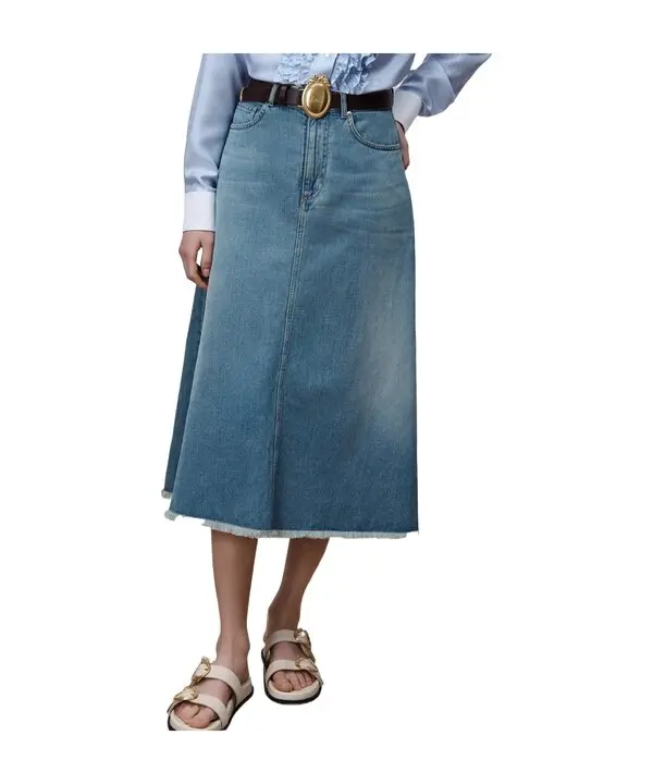 Dior Mid-length Flared Denim Skirt With Cd Signature