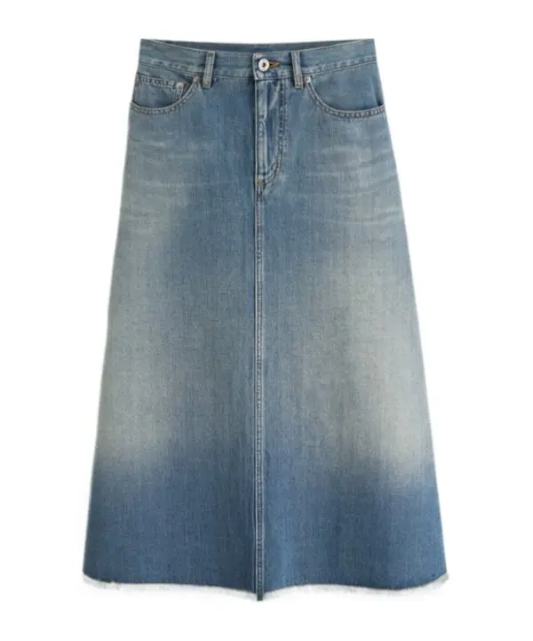 Dior Mid-length Flared Denim Skirt With Cd Signature - Gray