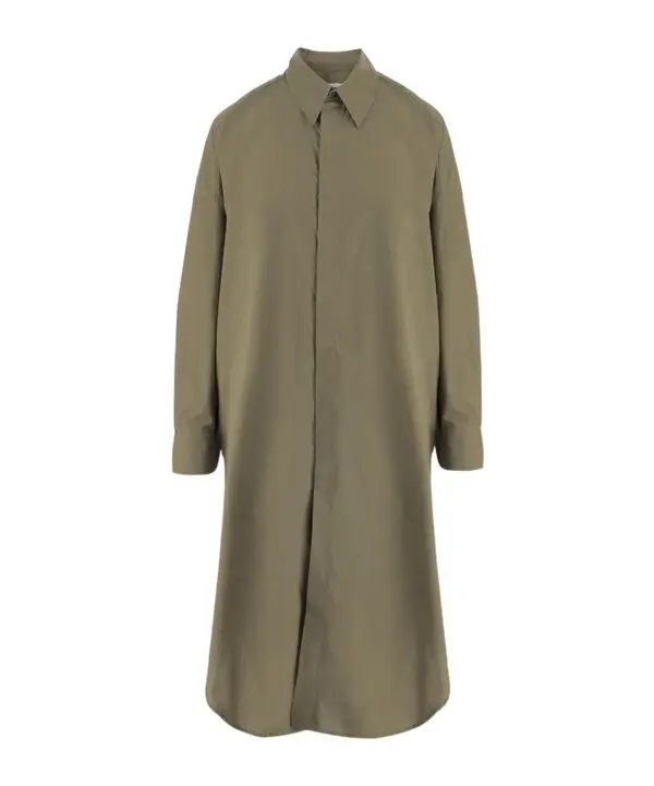THE FRANKIE SHOP Organic Cotton Shirt Midi Dress - Olive