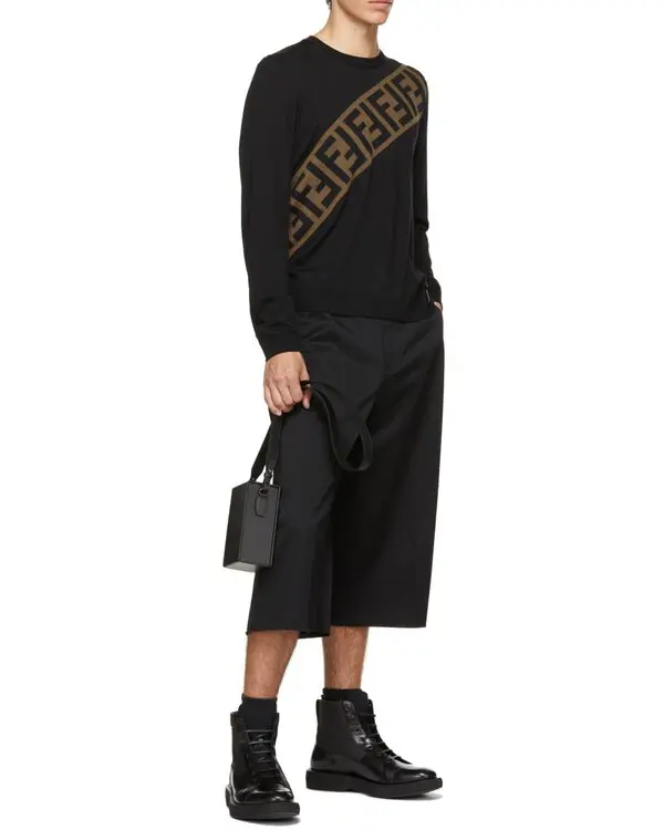 Fendi Ff Motif Paneled Long Sleeve Sweater
