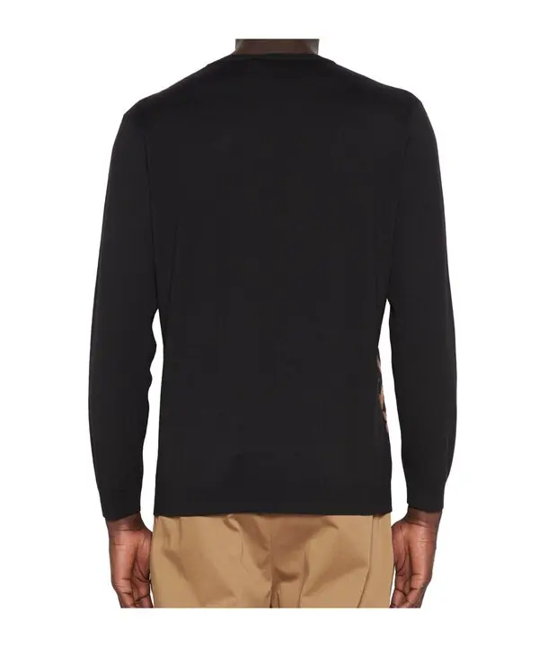 Fendi Ff Motif Paneled Long Sleeve Sweater