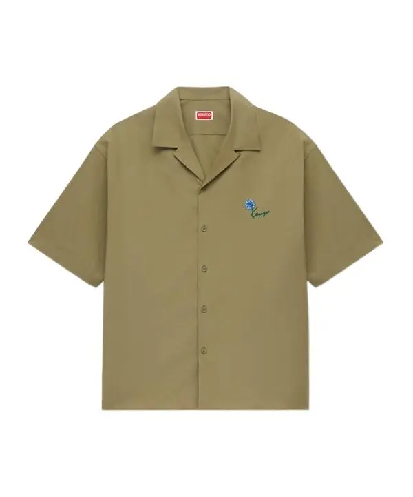 Kenzo Tulip Hawaiian Poplin Short Sleeve Shirt - Khaki