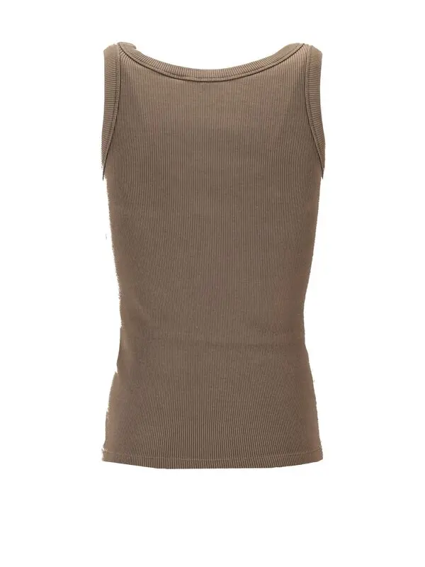 Miu Miu Logo Patch Ribbed Knit Tank Top
