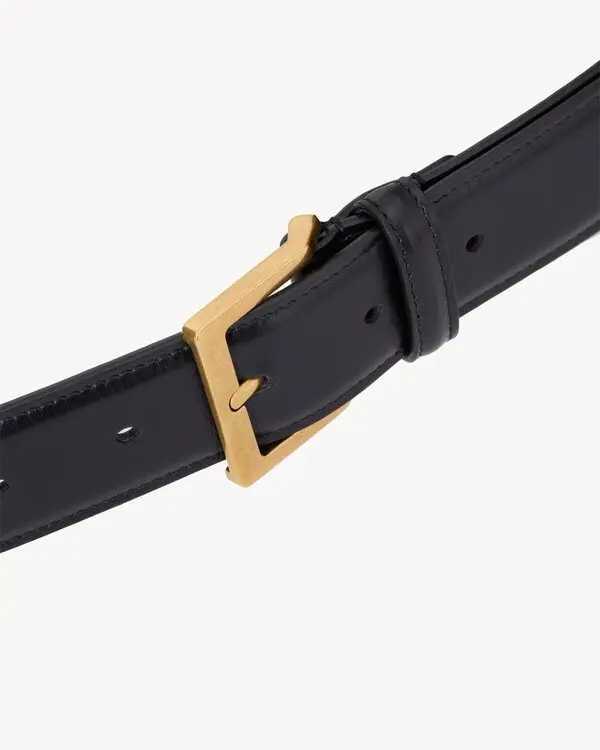 Saint Laurent Vadim Belt In Smooth Leather With Bronze Hardware
