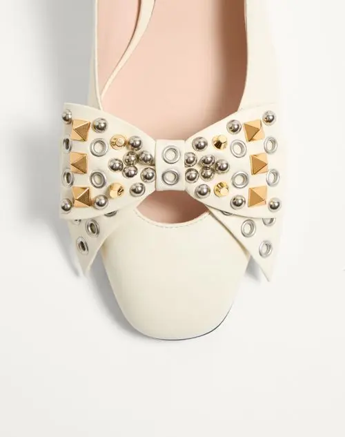 Valentino Garavani Bow Embellished Kidskin Pumps With 45mm Heel - Ivory