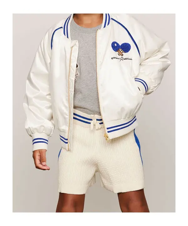 MINI RODINI Bomber Jacket With Table Tennis Embroidery