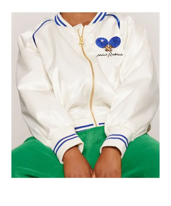 MINI RODINI Bomber Jacket With Table Tennis Embroidery