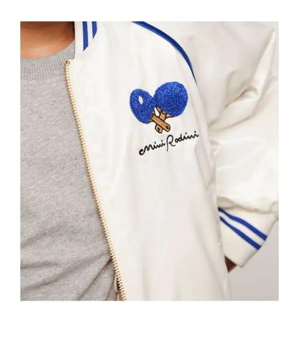MINI RODINI Bomber Jacket With Table Tennis Embroidery