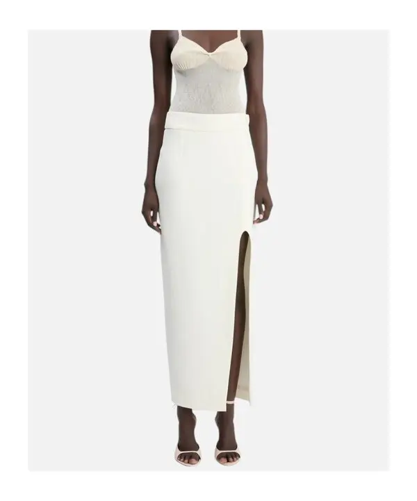 Victoria Beckham Side Slit Skirt - Light Brown