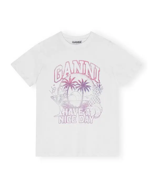 GANNI Graphic Printed Crewneck T-shirt - White