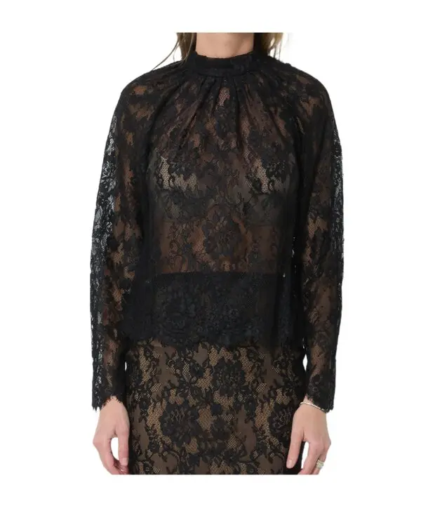 SELF-PORTRAIT Sheer Lace Long Sleeve Top