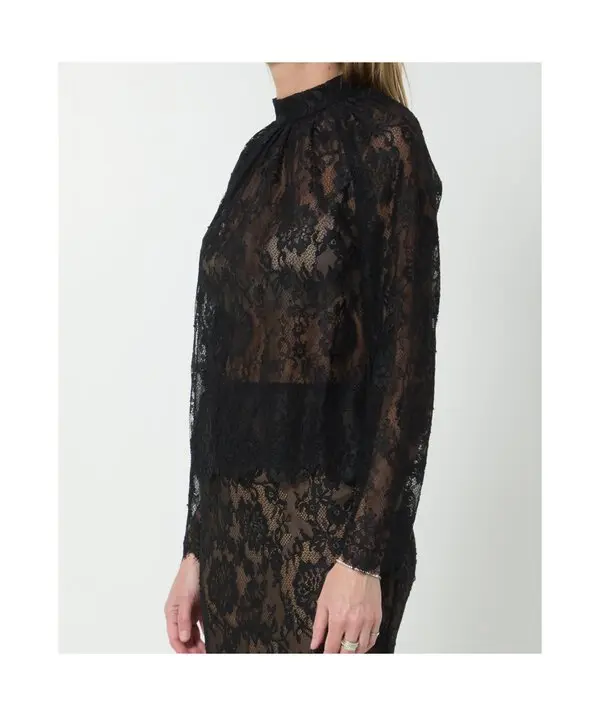 SELF-PORTRAIT Sheer Lace Long Sleeve Top