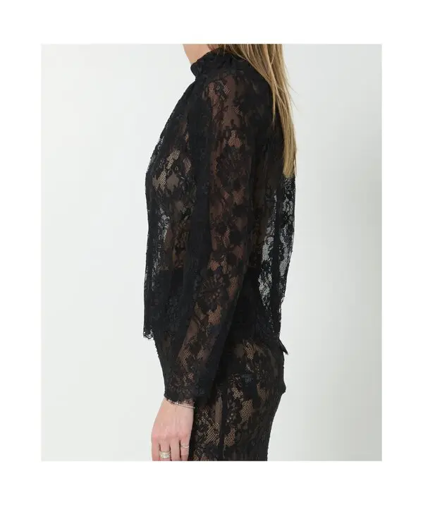 SELF-PORTRAIT Sheer Lace Long Sleeve Top