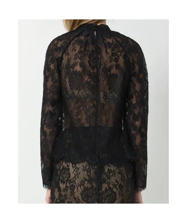 SELF-PORTRAIT Sheer Lace Long Sleeve Top