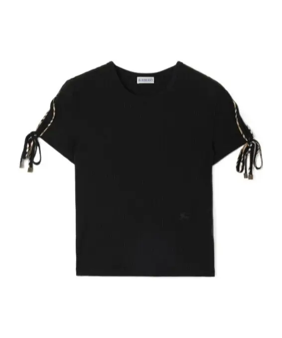 Burberry Lace-up Sleeve T-shirt - Black