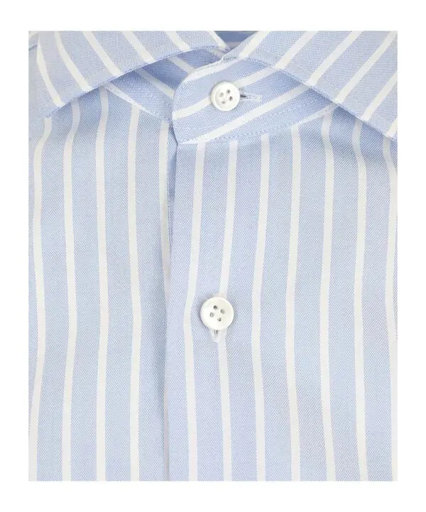 BARBA NAPOLI Culto Straight-hem Striped Shirt - Light Blue