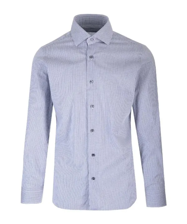 BARBA NAPOLI Mini-check Curved Hem Shirt