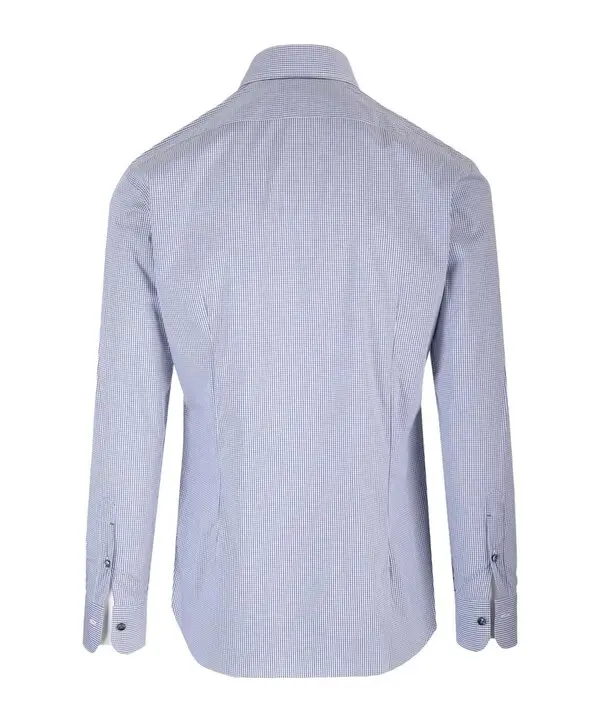 BARBA NAPOLI Mini-check Curved Hem Shirt