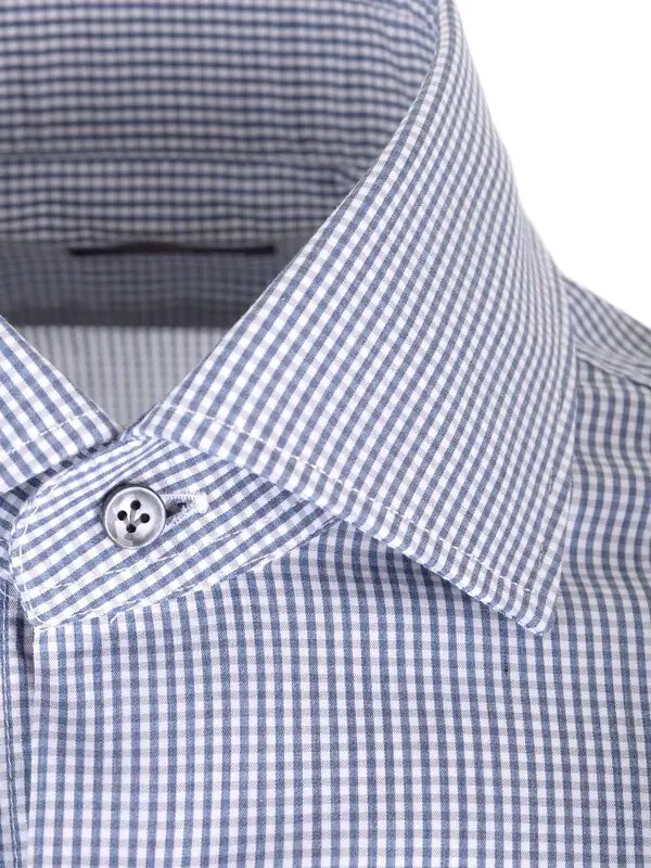 BARBA NAPOLI Mini-check Curved Hem Shirt