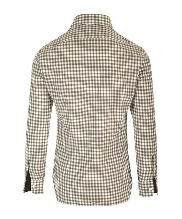 BARBA NAPOLI Curved Hem Checked Shirt