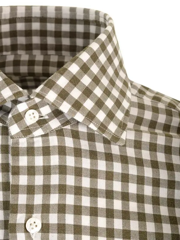 BARBA NAPOLI Curved Hem Checked Shirt