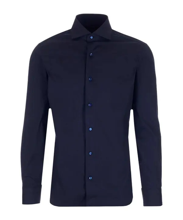 BARBA NAPOLI Long-sleeved Straight Hem Shirt - Blue
