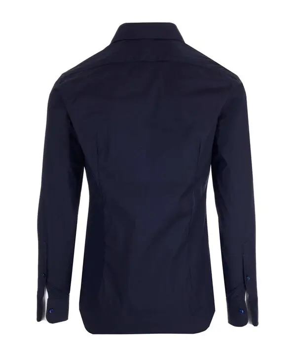 BARBA NAPOLI Long-sleeved Straight Hem Shirt - Blue