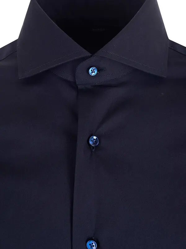 BARBA NAPOLI Long-sleeved Straight Hem Shirt - Blue
