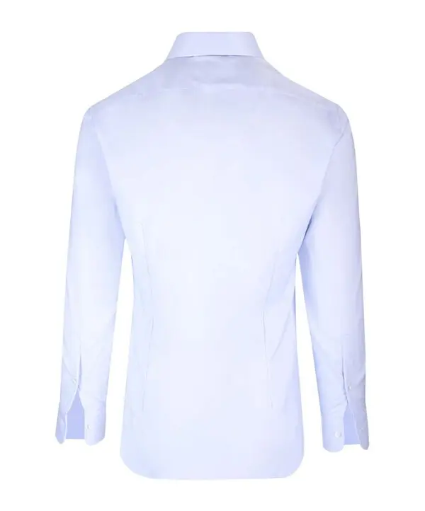 BARBA NAPOLI Long-sleeved Curved Hem Shirt - Light Blue