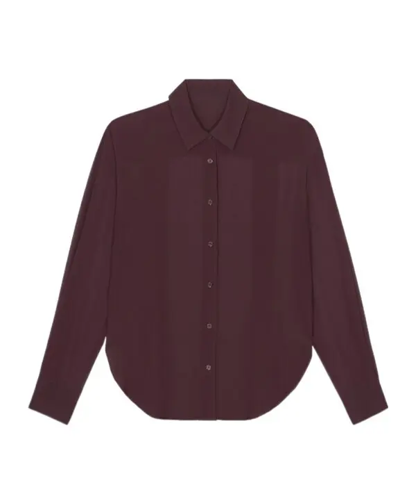 THE FRANKIE SHOP Peri Sheer Button-up Shirt - Wine Red