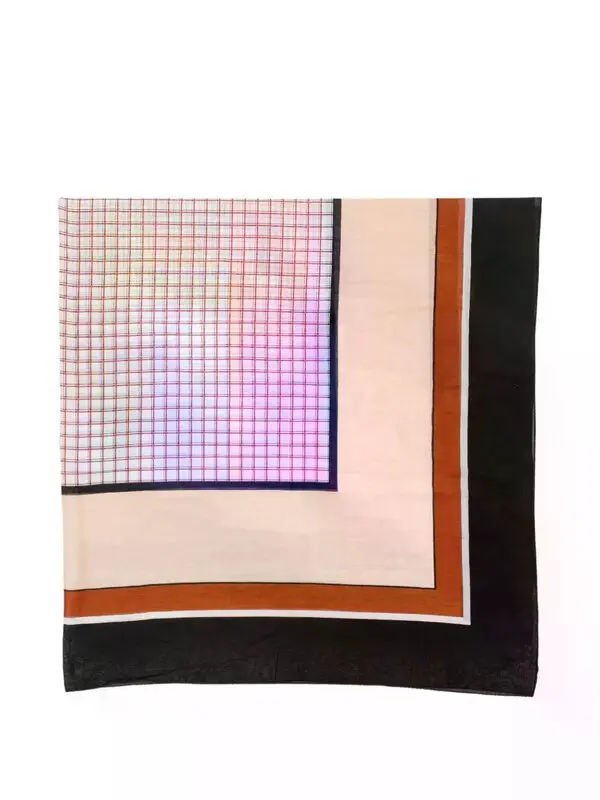 Saint Laurent 1970s Checked Border Scarf - Neutrals
