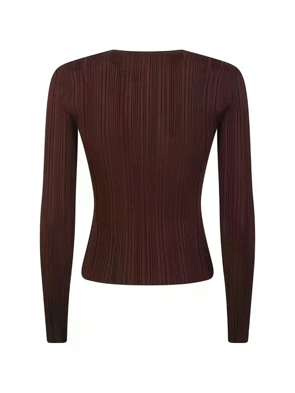 SELF-PORTRAIT Lace-trim V-neck Sweater - Brown