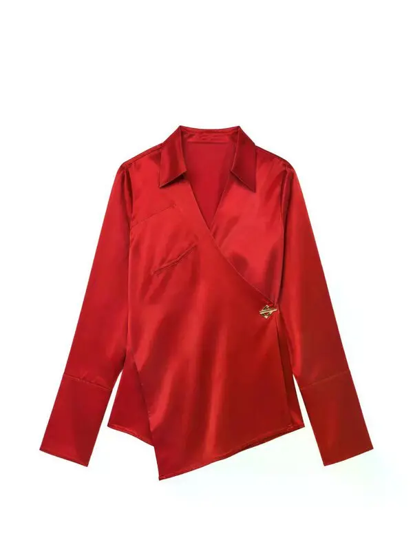 DANAMÉ Satin Wrap Blouse