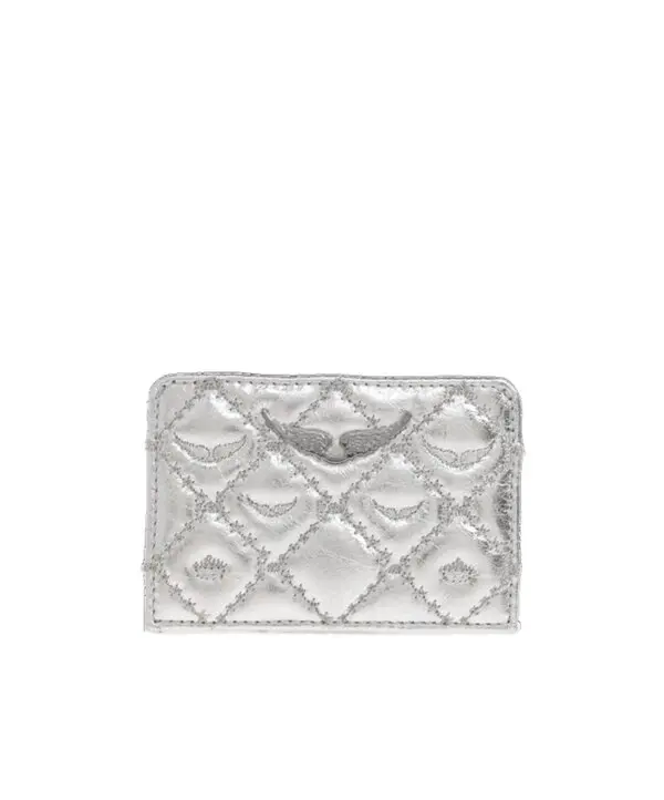 Zadig&Voltaire Quilted Leather Card Holder - Silver