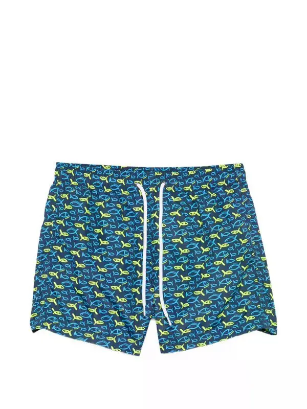 Sundek Fish Print Swim Shorts - Blue