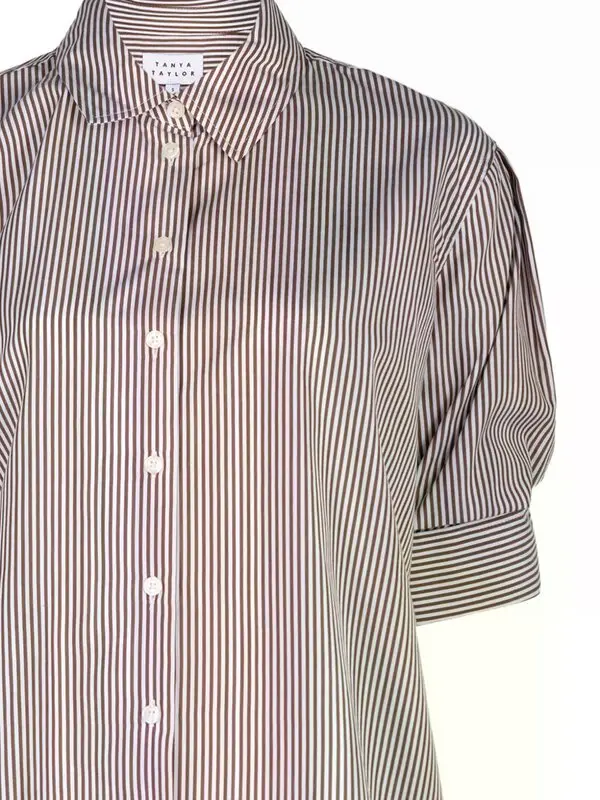 Tanya Taylor Emmy Striped Puff-sleeve Top