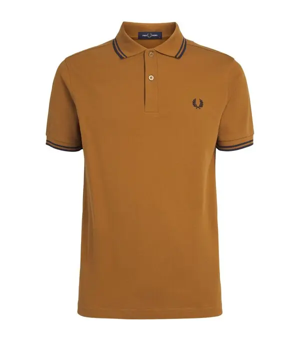 Fred Perry Cotton Twin Tipped Polo Shirt - Brown