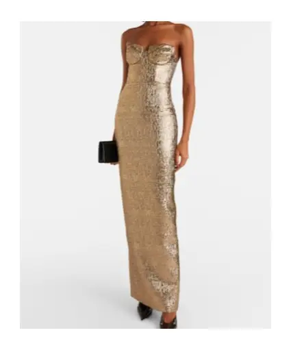 Roland Mouret Lame Jacquard Bustier Gown
