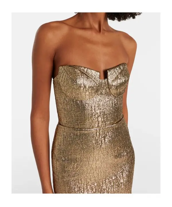 Roland Mouret Lame Jacquard Bustier Gown