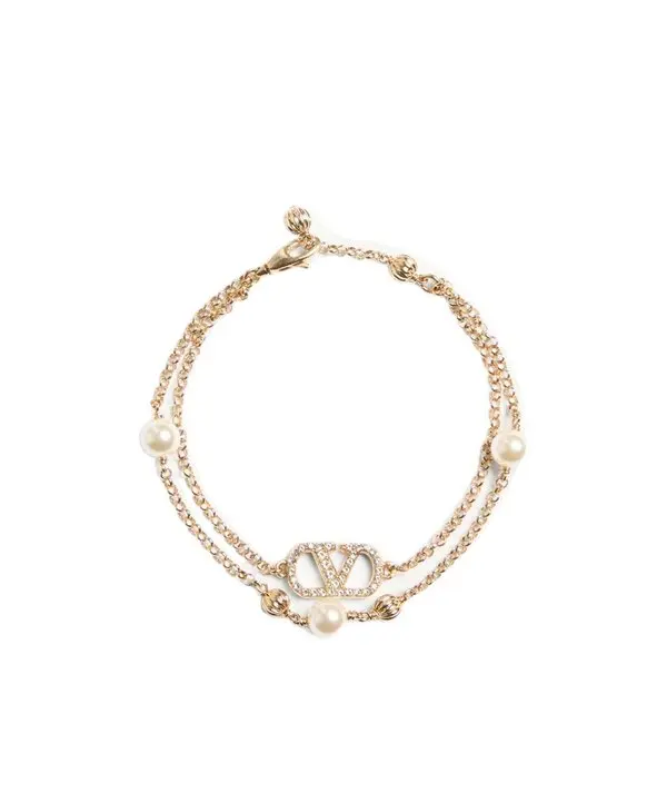 Valentino Garavani Vlogo Signature Bracelet - Gold/milk/crystal