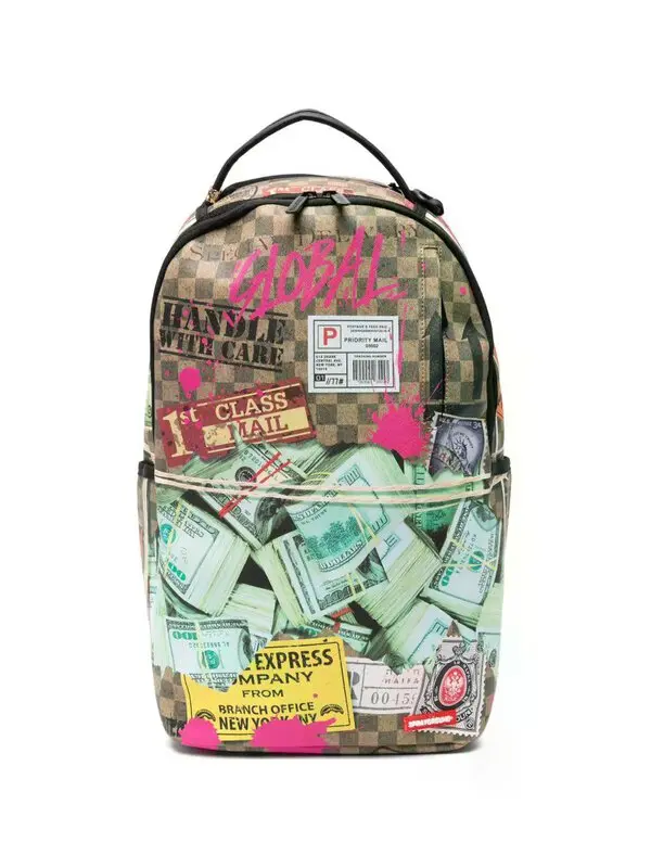 SPRAYGROUND Graphic Print Checkered Backpack - Brown
